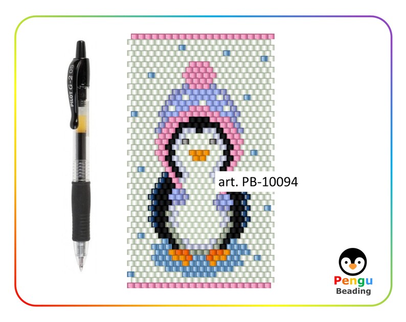 Beaded Winter Penguin Pen Wrap for Pilot G2 Even Count Peyote - Miyuki ...