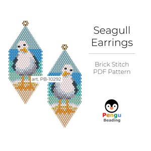 Beaded SEAGULL Earrings - Miyuki Brick Stitch Beading Pattern PB-10292 ...