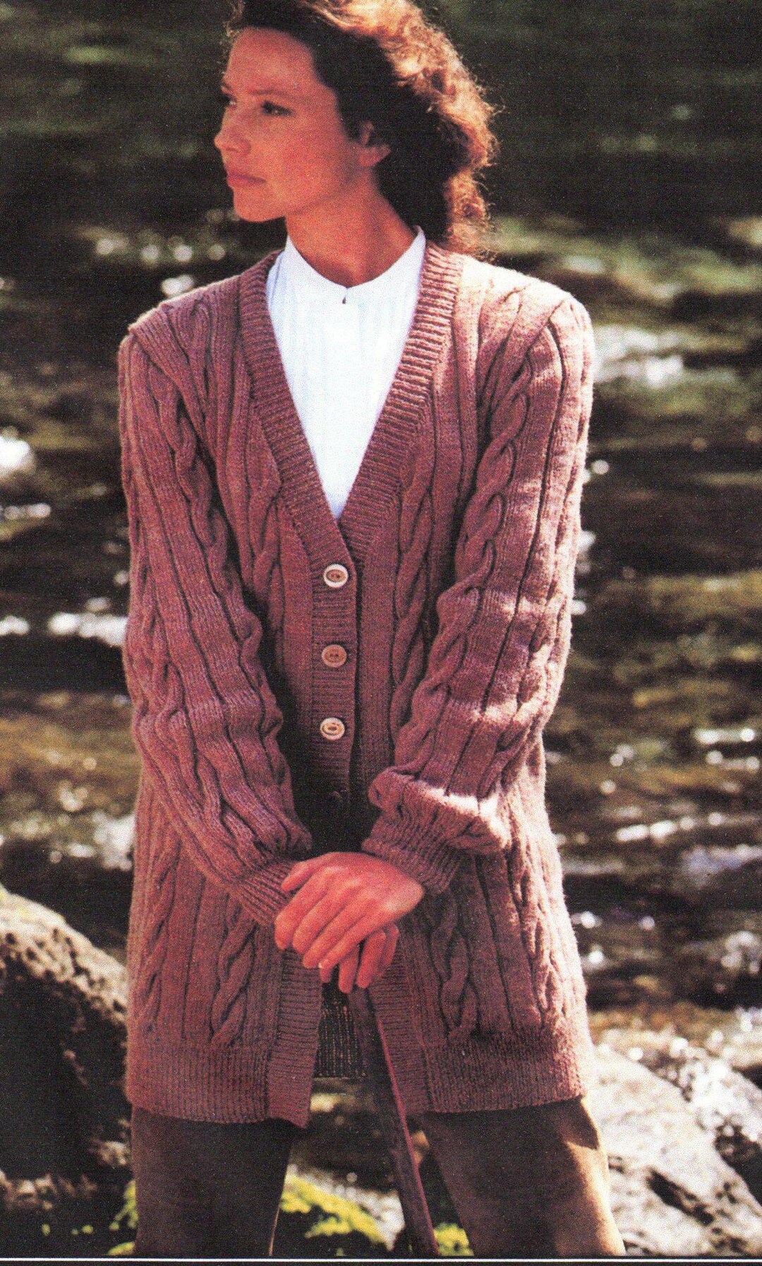 KNITTING PATTERN WOMENS Long Line Cable Cardigan Dk 28 - 40 Inch Chest ...