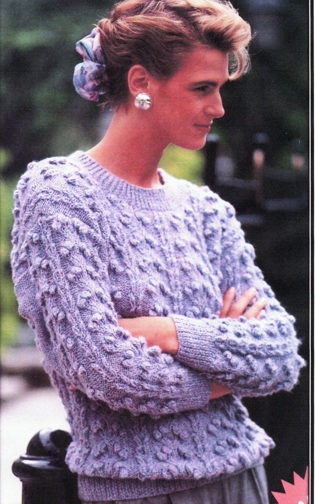 KNITTING PATTERN WOMENS Ladies Cable Bobble Jumper Dk 32 - 42 Chest ( 8 ...