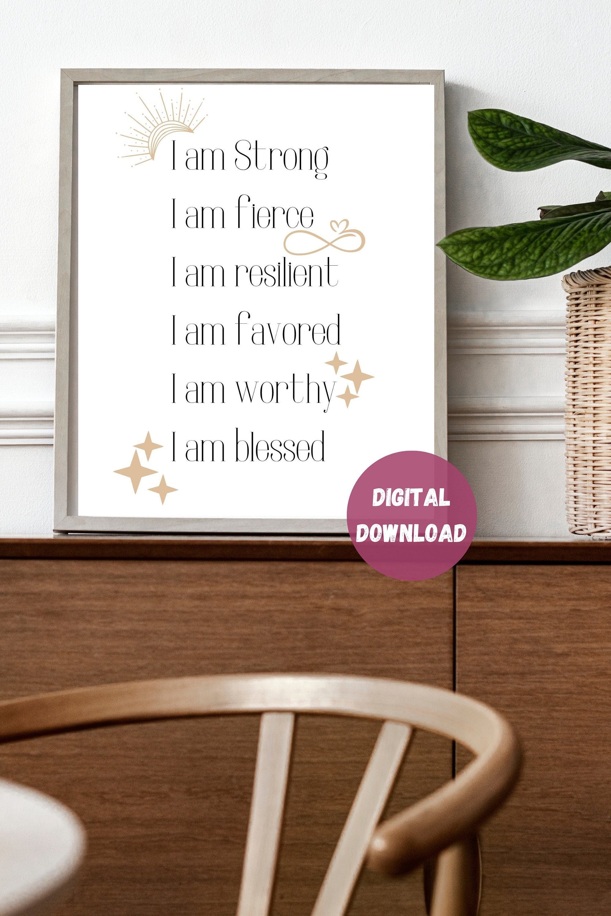 I Am Affirmations Positive Self Talk Wall Art Power Quotes - Etsy