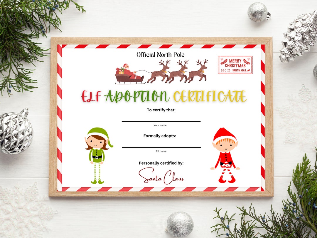 Editable Elf Adoption Certficate Adopt an Elf Letter Elf Activity ...