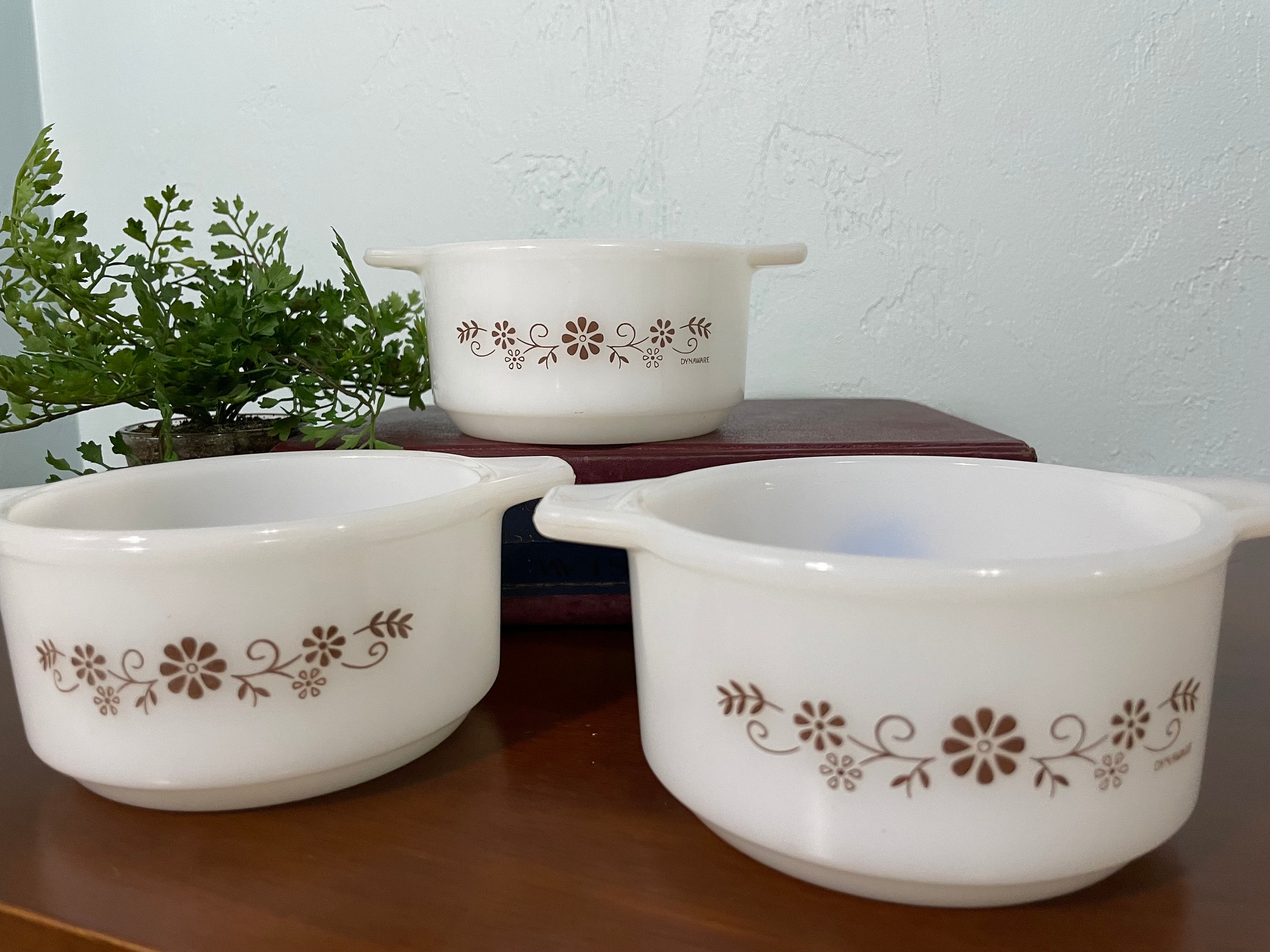 Vintage Brown Daisy RARE PYR-O-REY Dynaware Mini-casserole / Ramekin ...