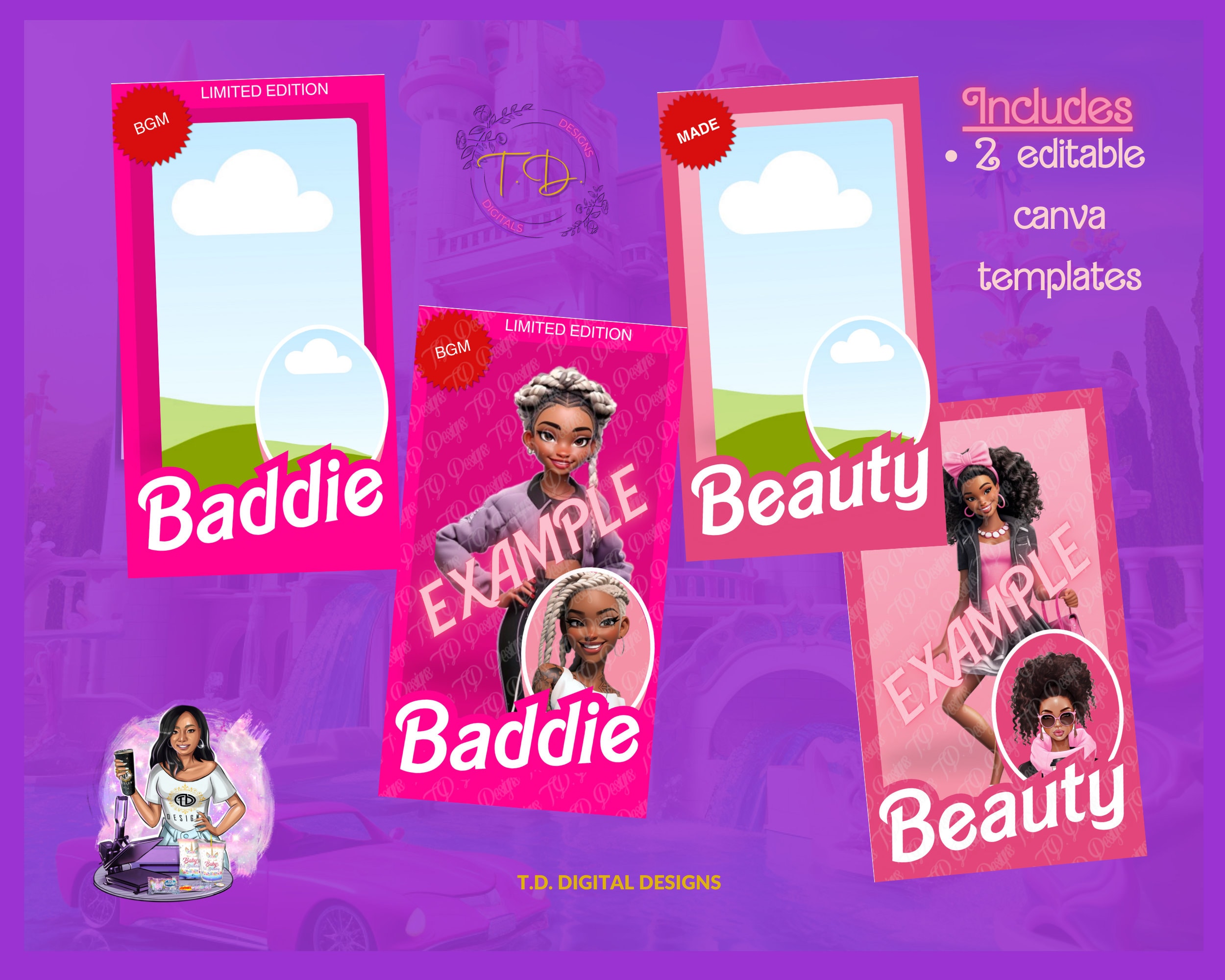 BADDIE BOX CANVA Template, Editable, Doll Box, Canva Frame, Digital ...
