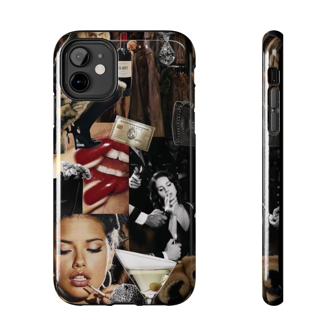 Dark Features, Red Lip Collage Tough Phone Case, Aesthetic Phone Cover ...