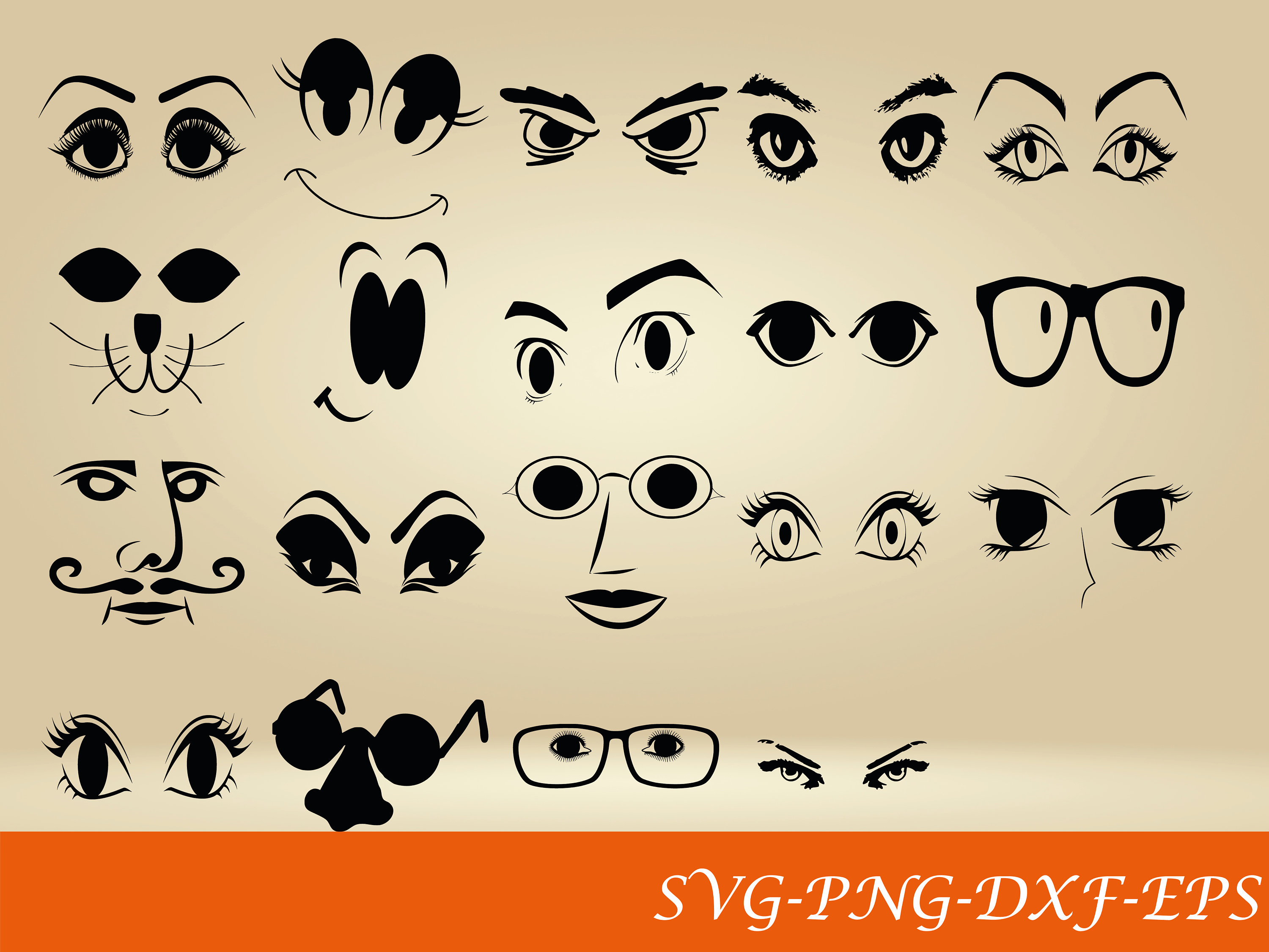 Eyes Svg Bundle Eyes Svg Face Svg Smiles Svg Nose Svg Eyes Clipart Eye Cut File Etsy