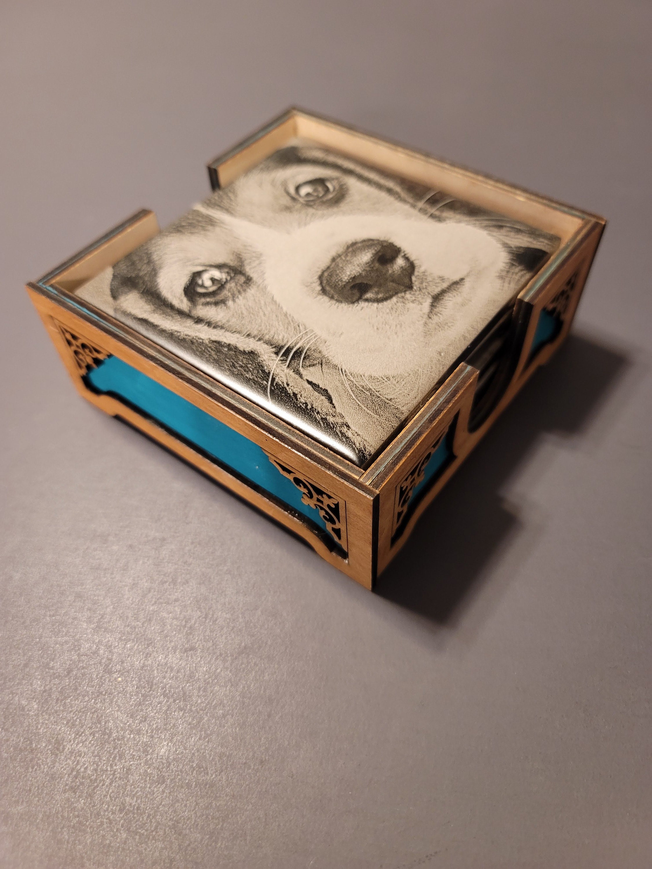 Square Laser Cut Coaster Holder for Ceramic Tile Coasters, SVG File ...