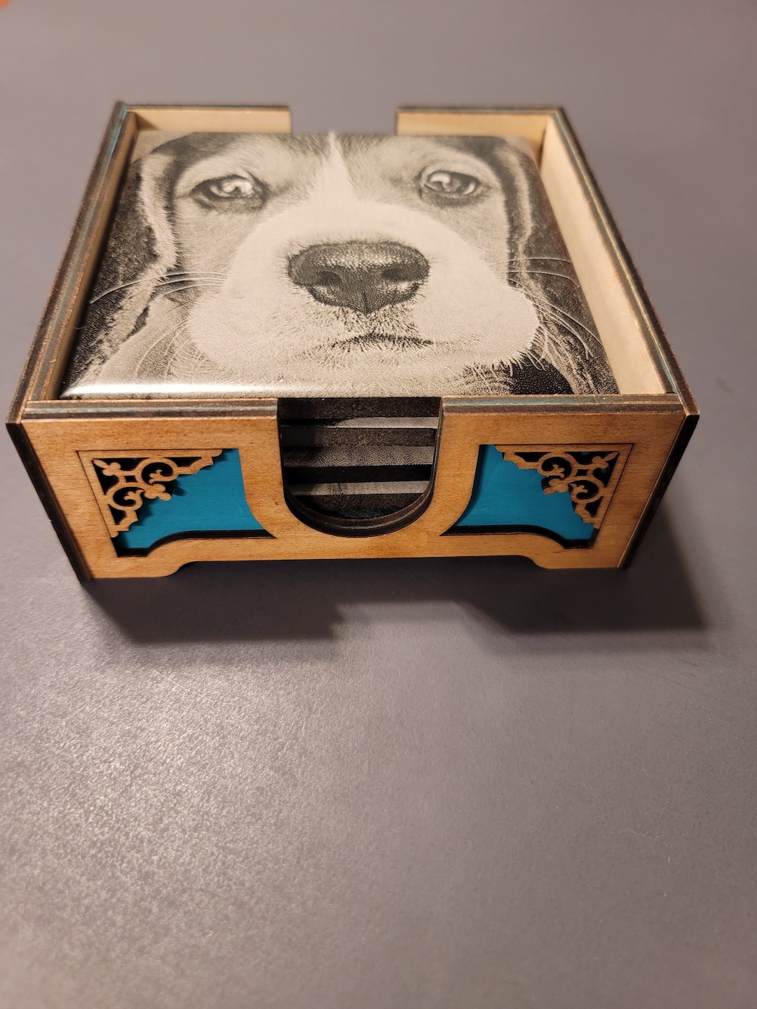 Square Laser Cut Coaster Holder for Ceramic Tile Coasters, SVG File ...