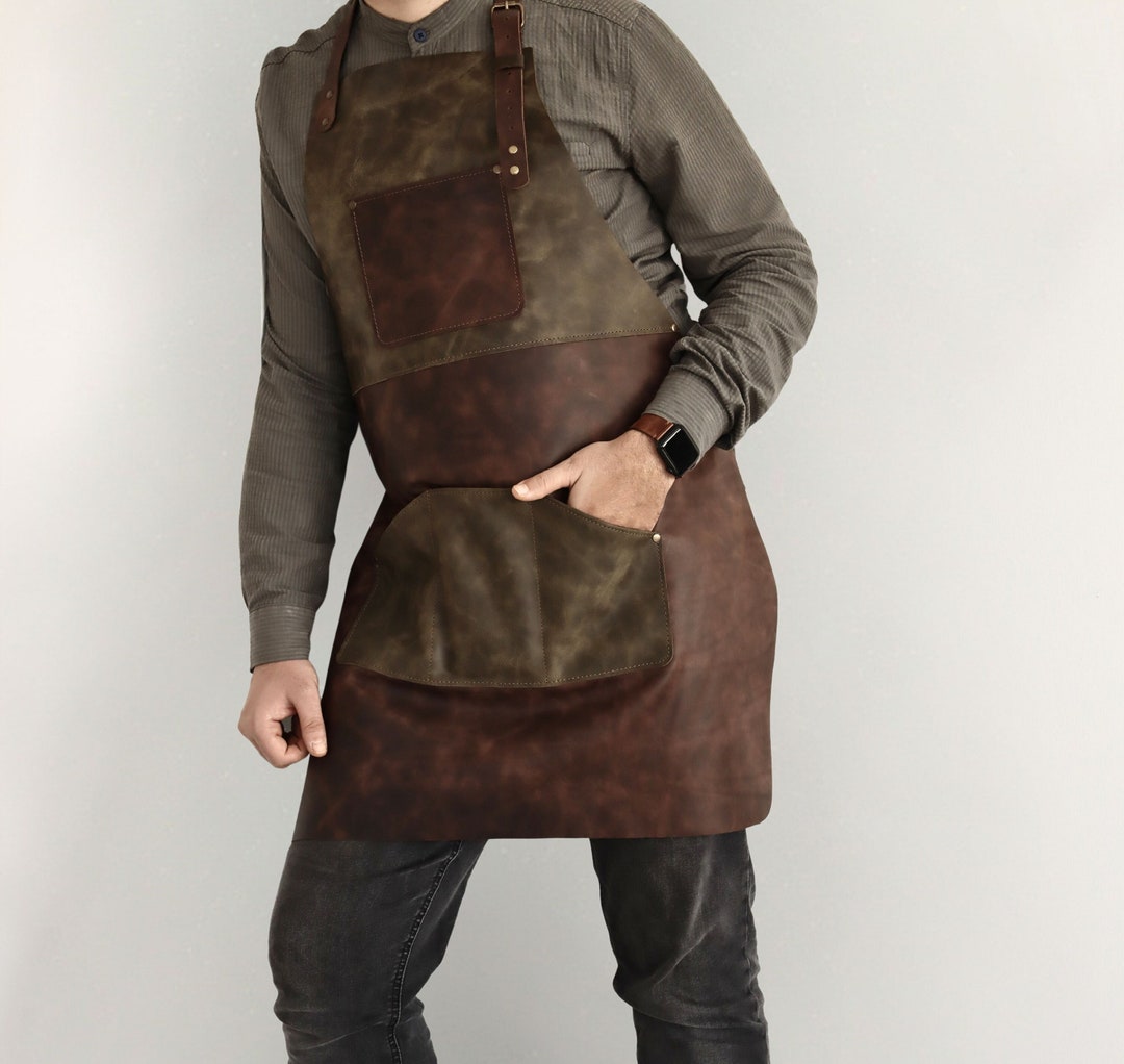 Genuine Leather Workshop Apron - Handmade, Personalized, Craftsman ...