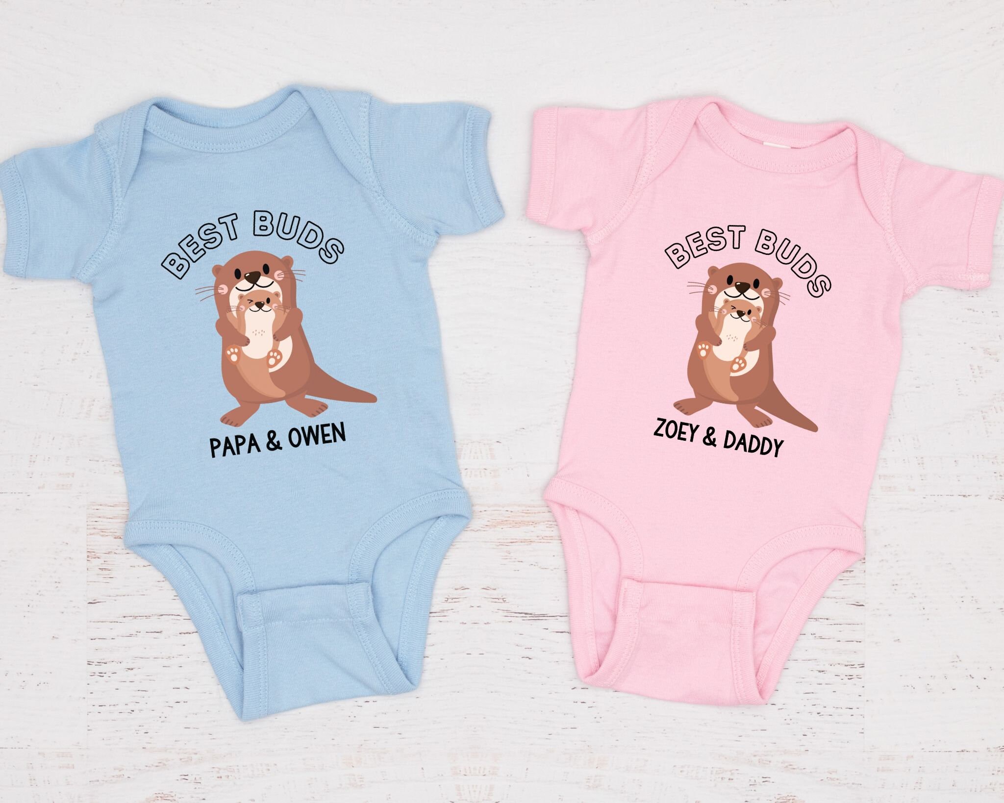 Personalized Best Buds Shirt, Daddy and Me Otter Matching Tee, New Papa ...