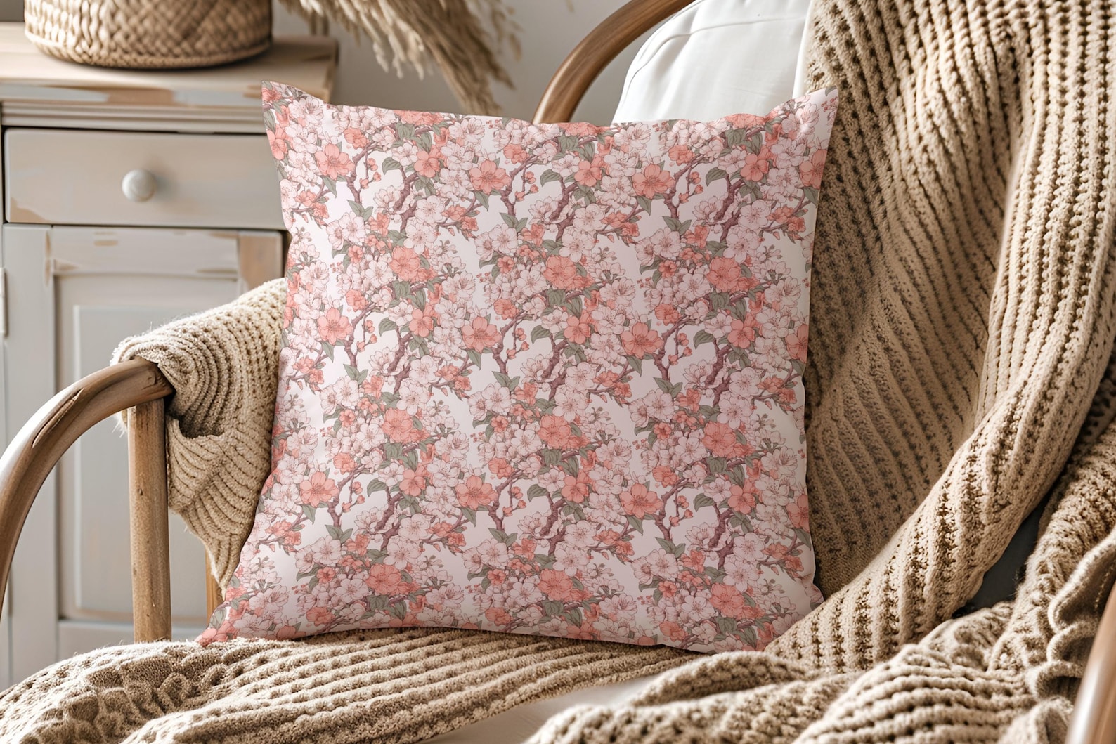 Japanese Pillows Cherry Blossom Decor Oriental Pillow Cover Cute ...