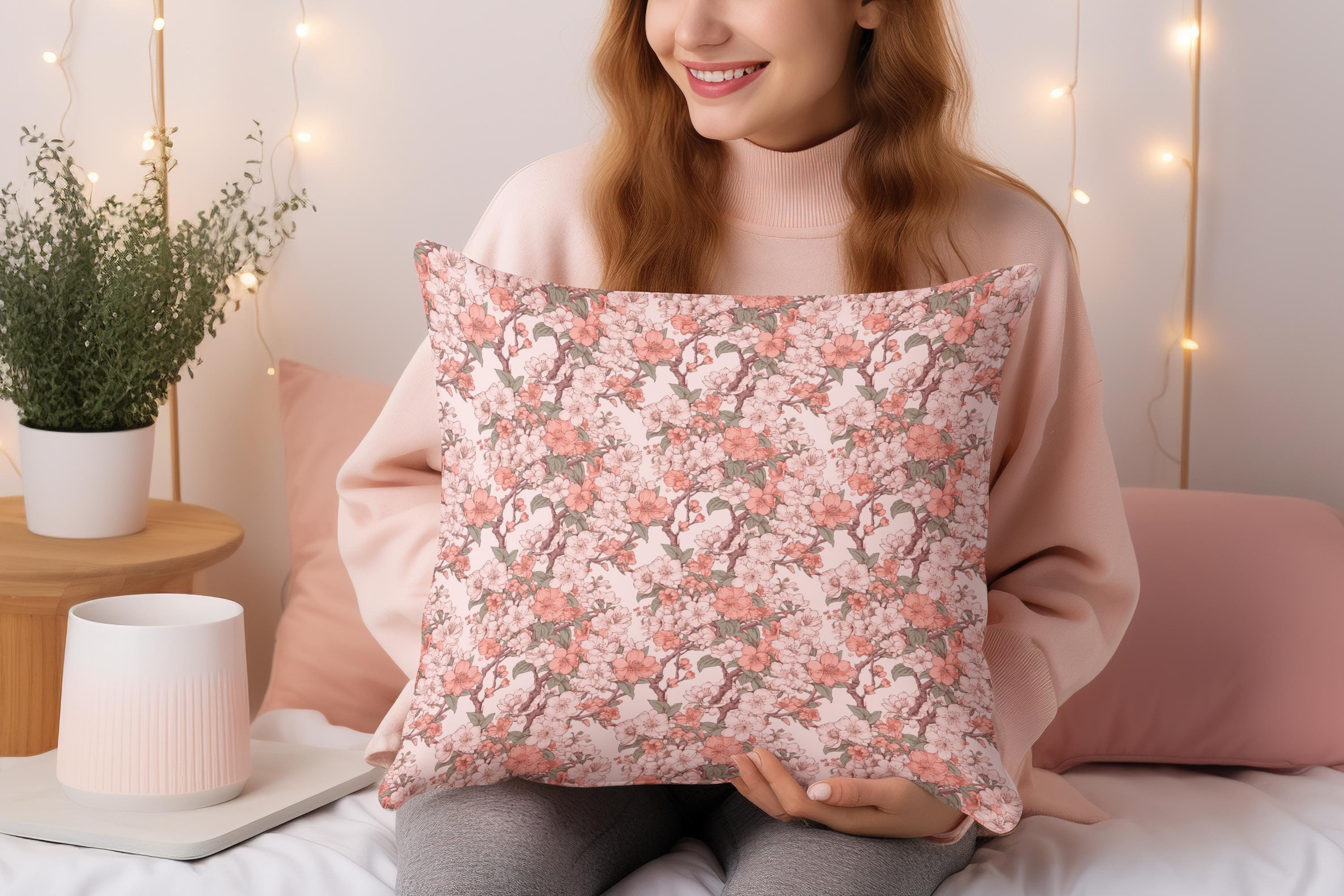 Japanese Pillows Cherry Blossom Decor Oriental Pillow Cover Cute ...