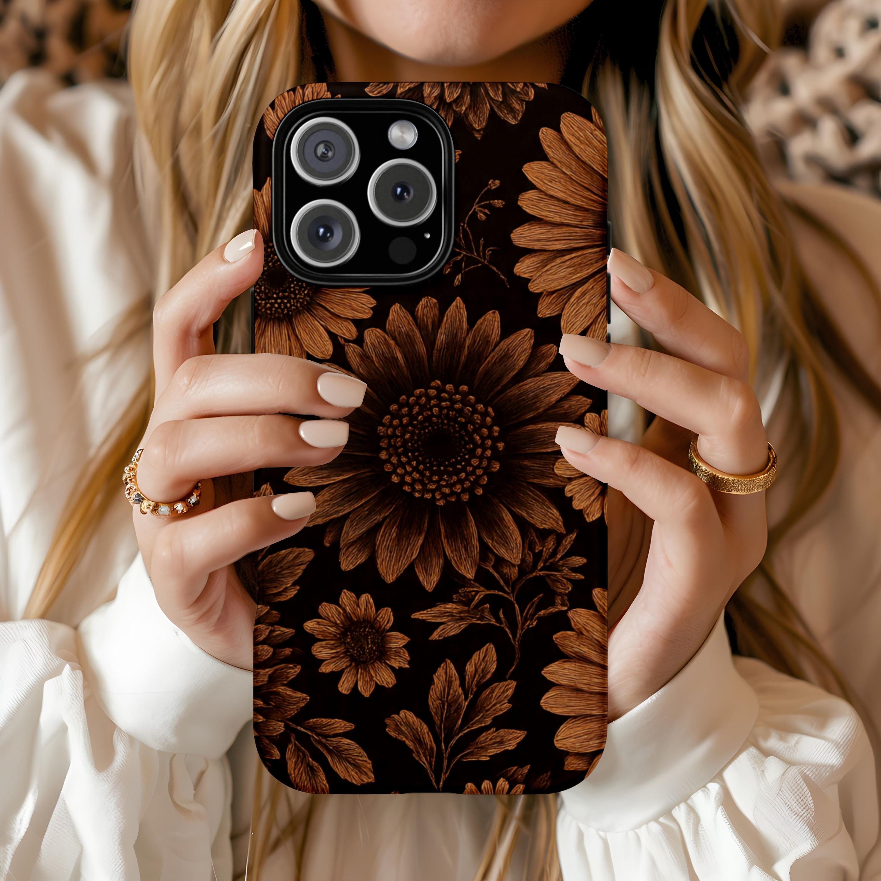 Sunflowers Phone Case Dark Floral Botanical Vintage Style Golden ...
