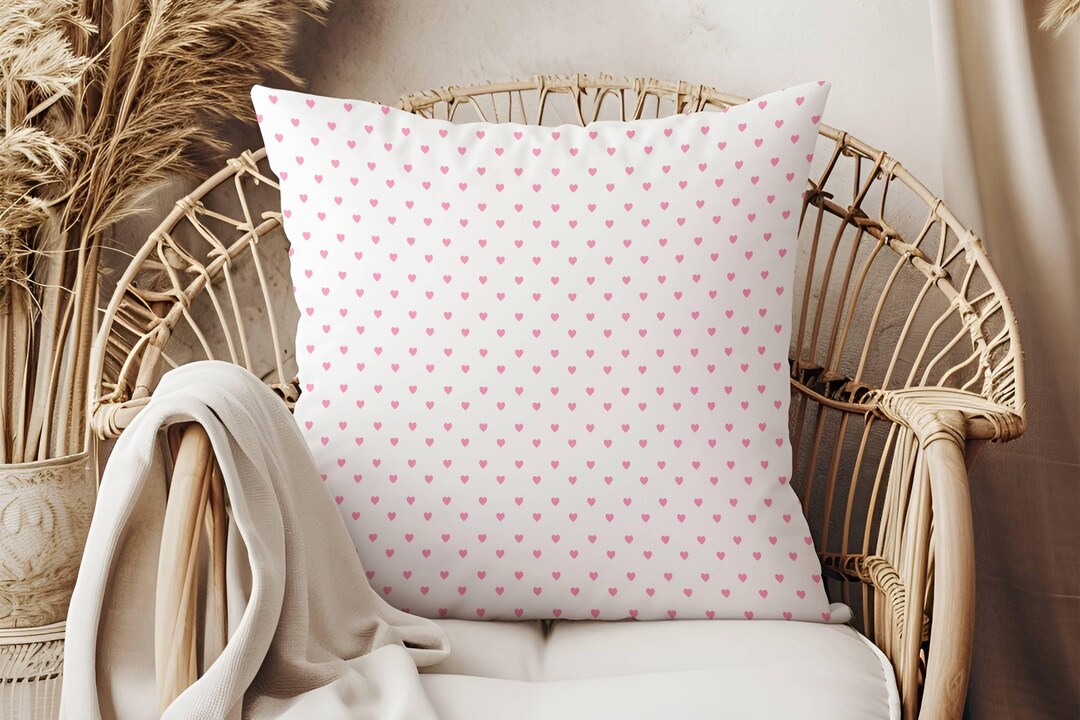 Pink Minimalist Hearts Pillow Valentines Throw Pillow Cover Cute Love ...