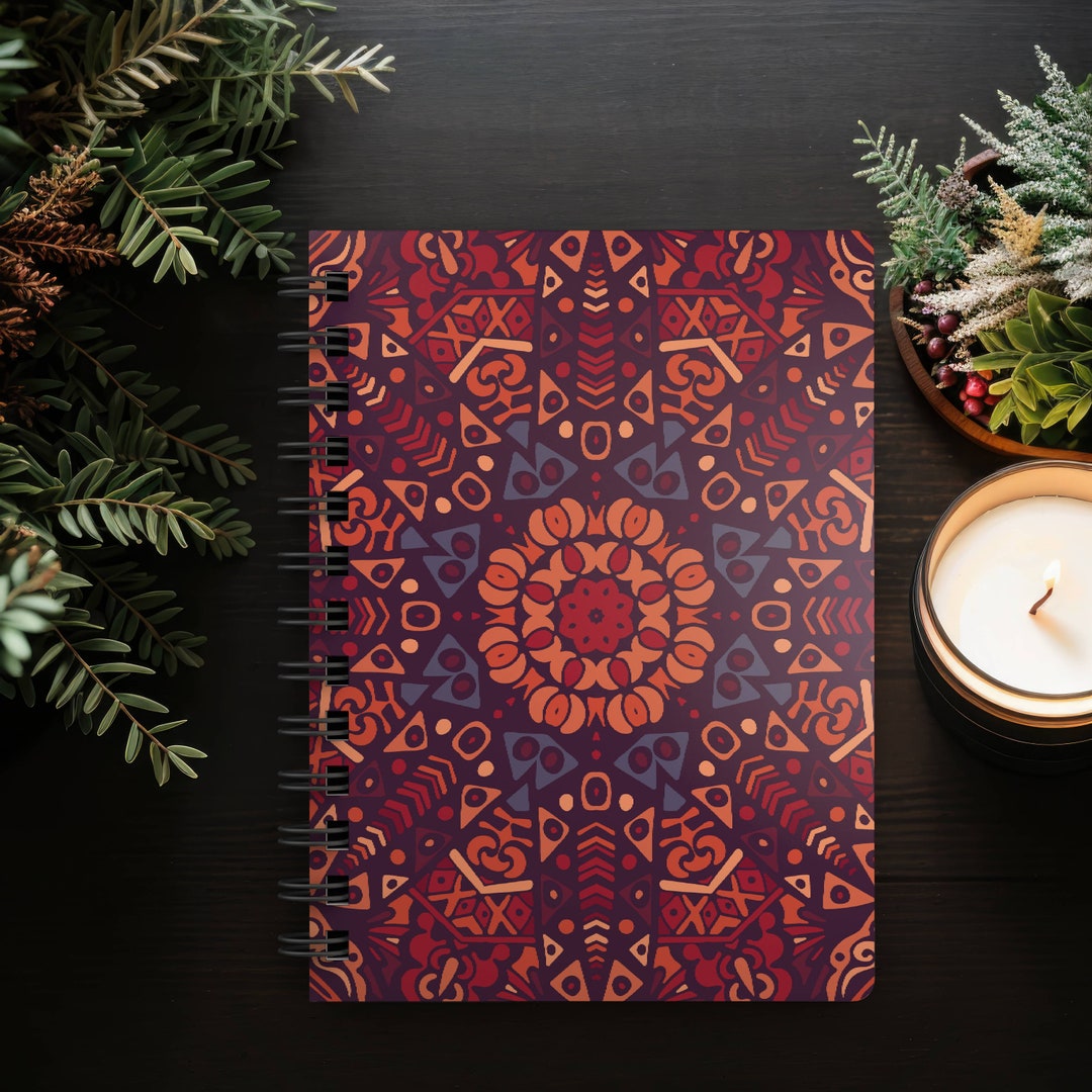 Abstract Boho Festive Mandala 1.1, Spiral Notebook Journal, Ruled Line ...