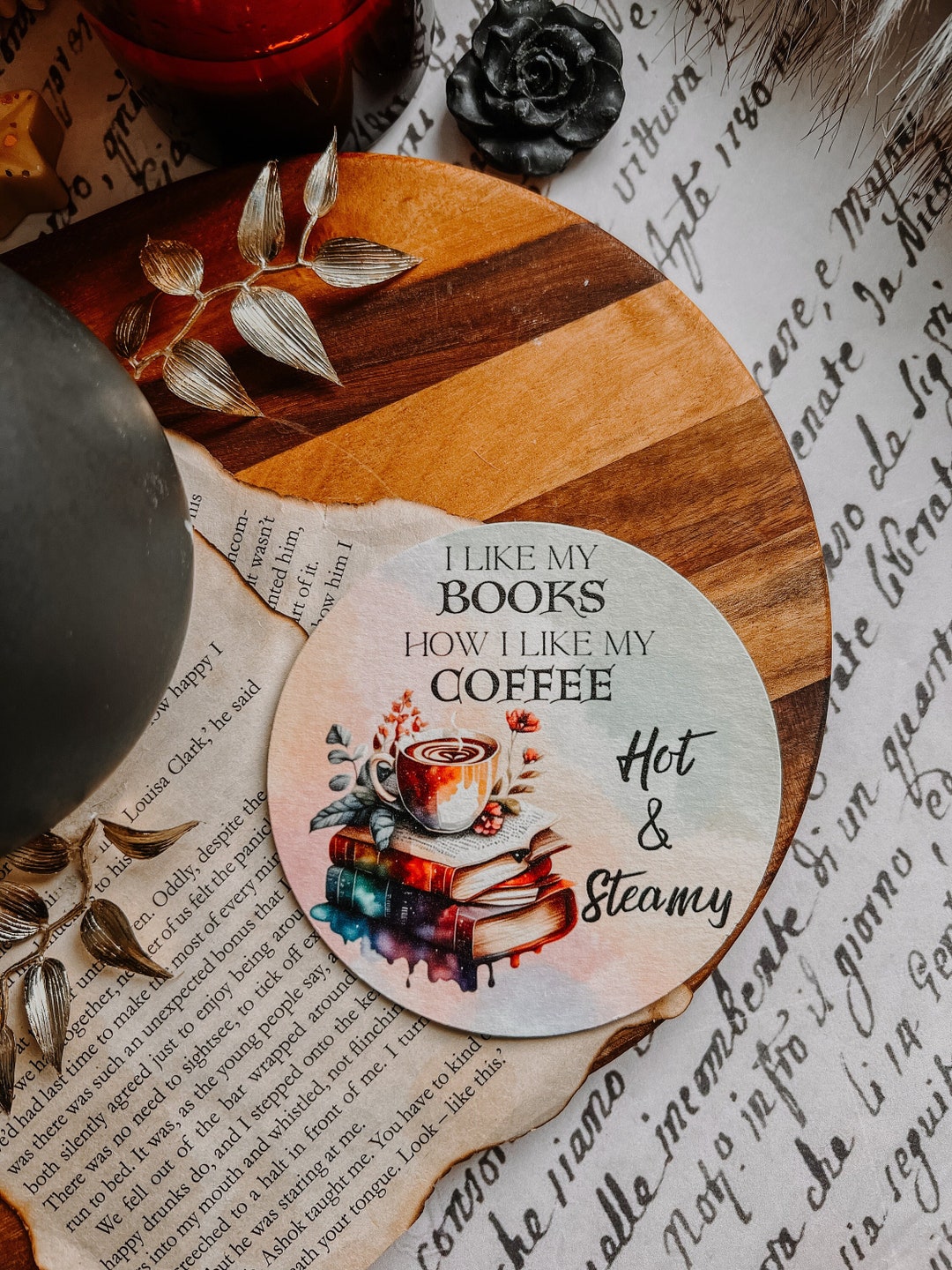 Bookish Drinks Coaster | Steamy Books | Hot Coffee | Bookish Gift ...