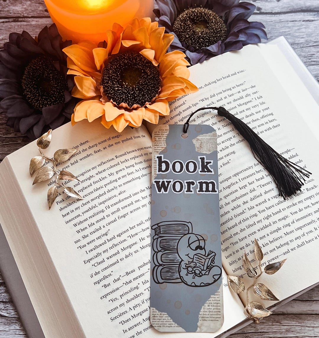 Bookworm Bookmark With Tassel: Book Lover Gift - Etsy