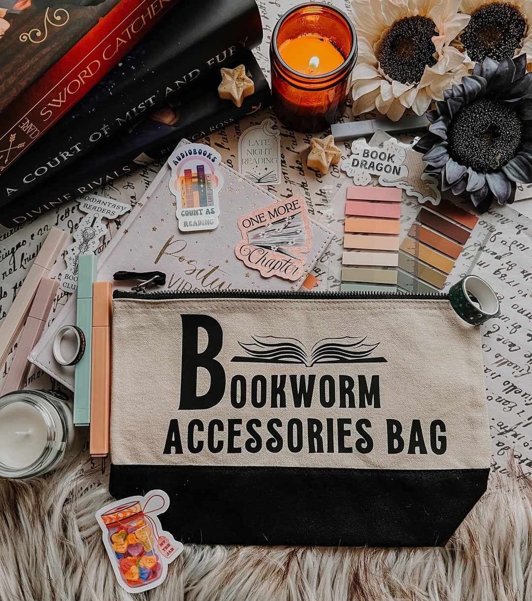 Bookworm Accessories Dipped Bag Canvas Bag Accessory Pouch Multi ...