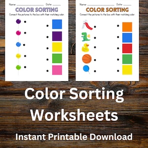 Color Sorting Worksheets Instant Download Homeschool - Etsy