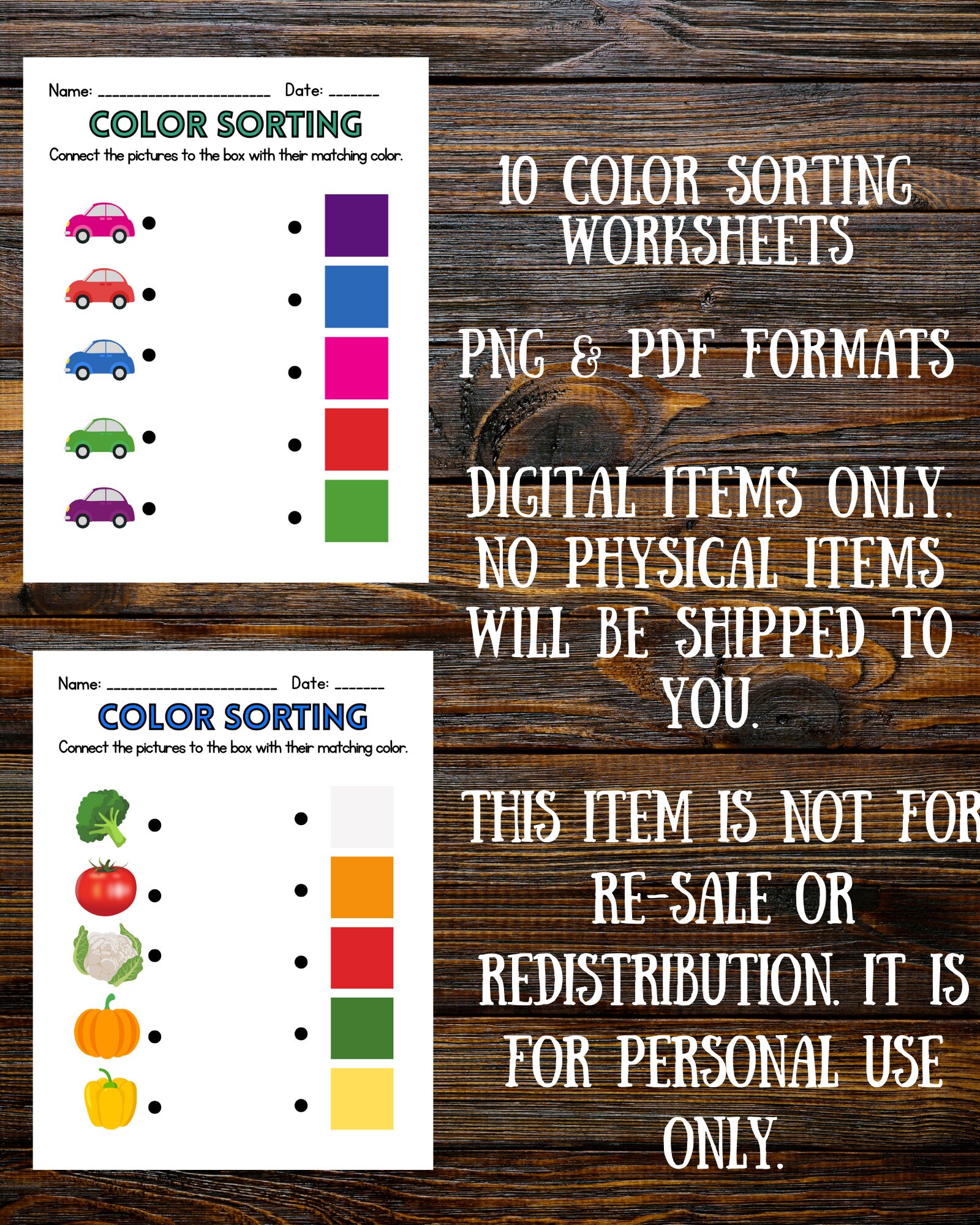 Color Sorting Worksheets Instant Download - Etsy