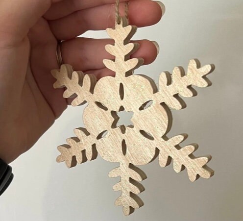 Wooden Snowflake Christmas Tree Ornaments - Hand Crafted 3 Piece Set ...