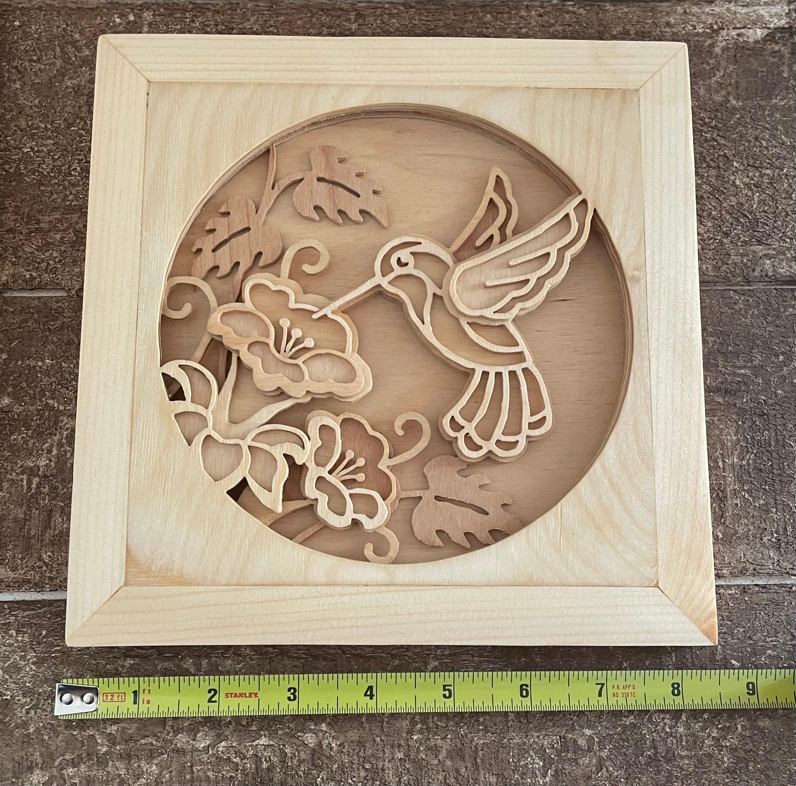 Hummingbird Layered & Framed 3d Wall Art Decor - Natural Baltic Birch ...