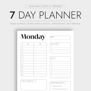 Weekly Planner Printable, Mental Health, Minimalist Weekly Schedule, to ...