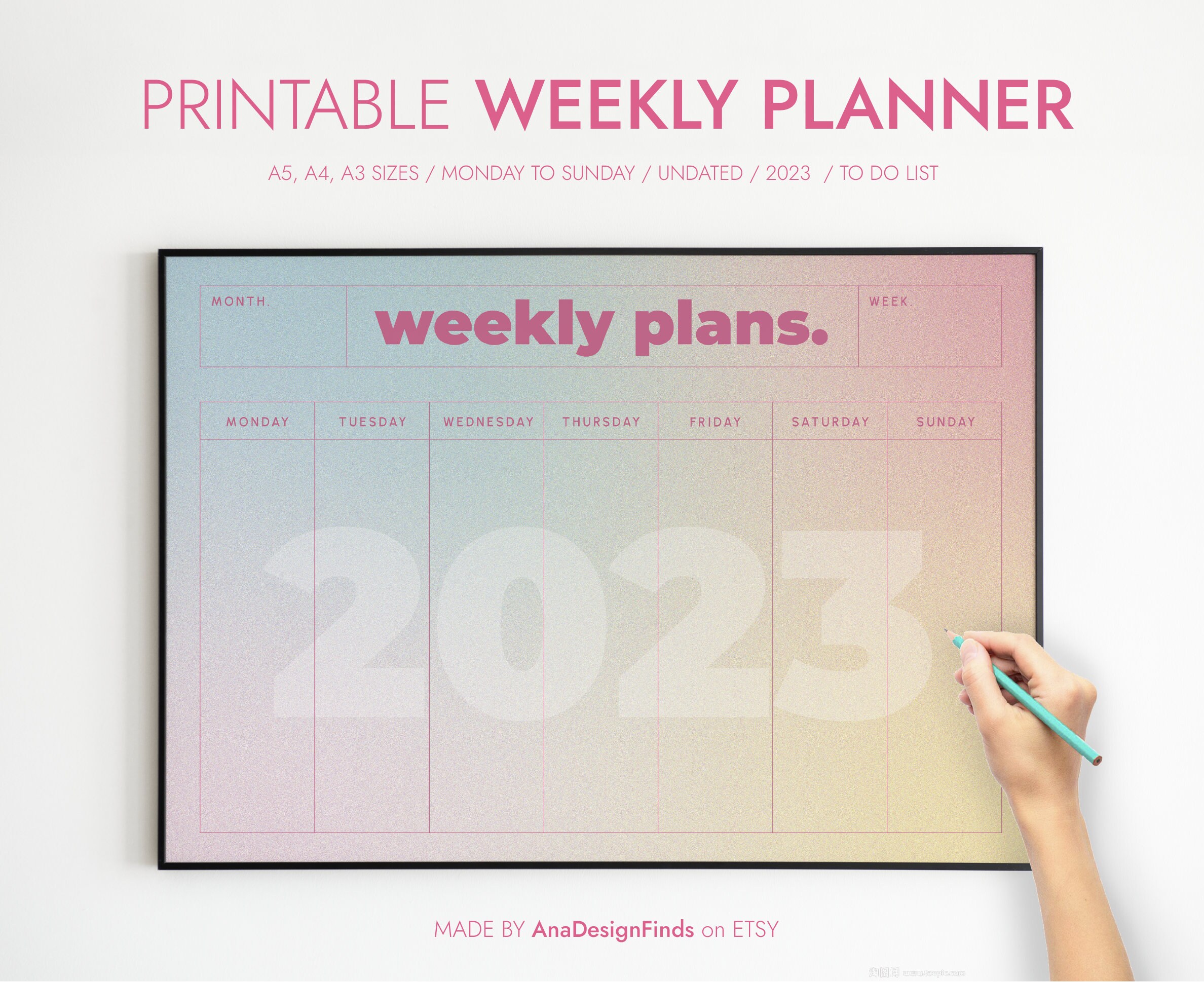UPDATED TO 2024 Pastel Printable Weekly Planner, Neon Planner, Reusable ...