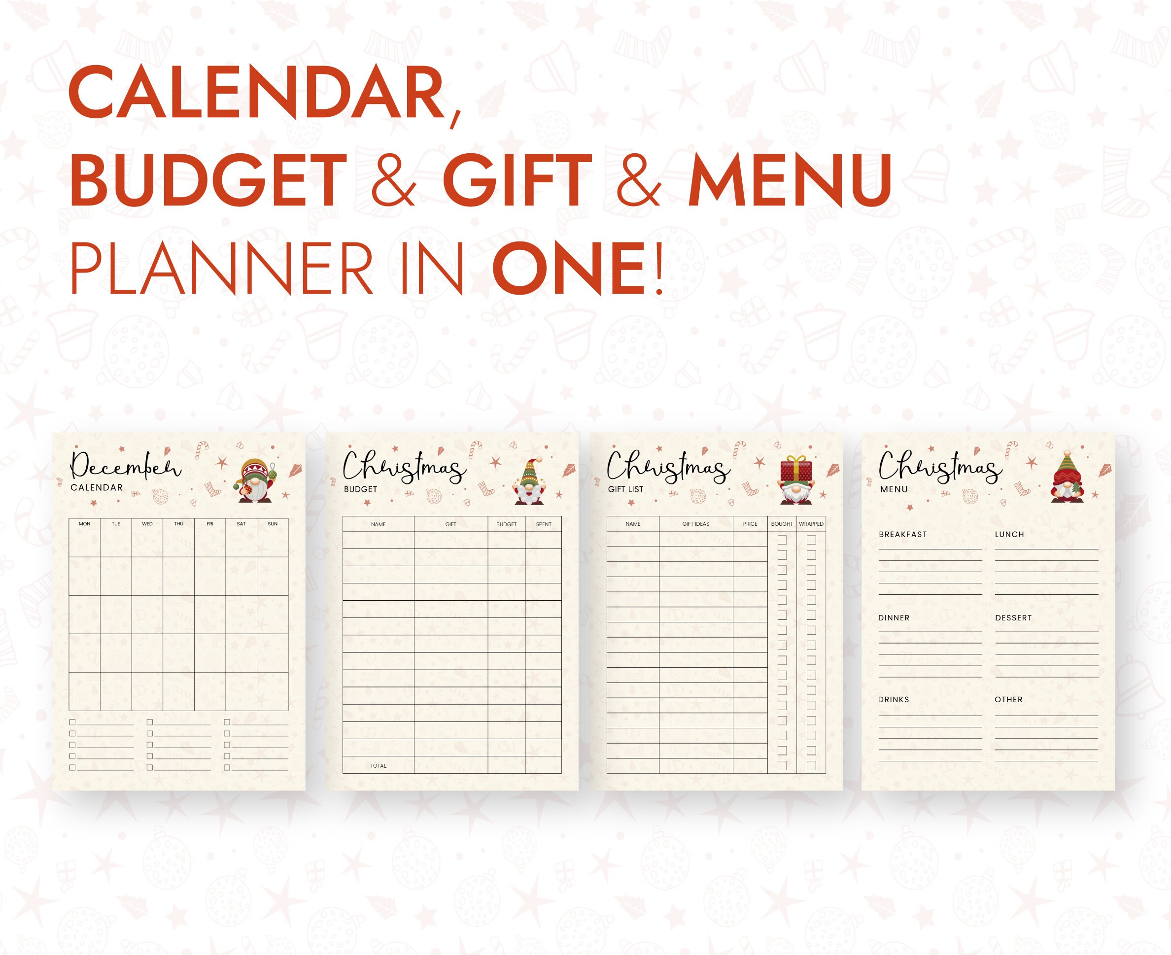 Christmas Planner Printable, Holiday Planner, Planner Bundle, Gift and ...