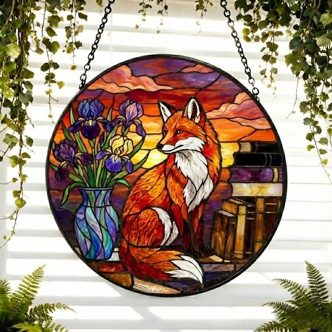 Fox Iris Glass Suncatcher Hanging Horse Symbolic Nature Art Window ...