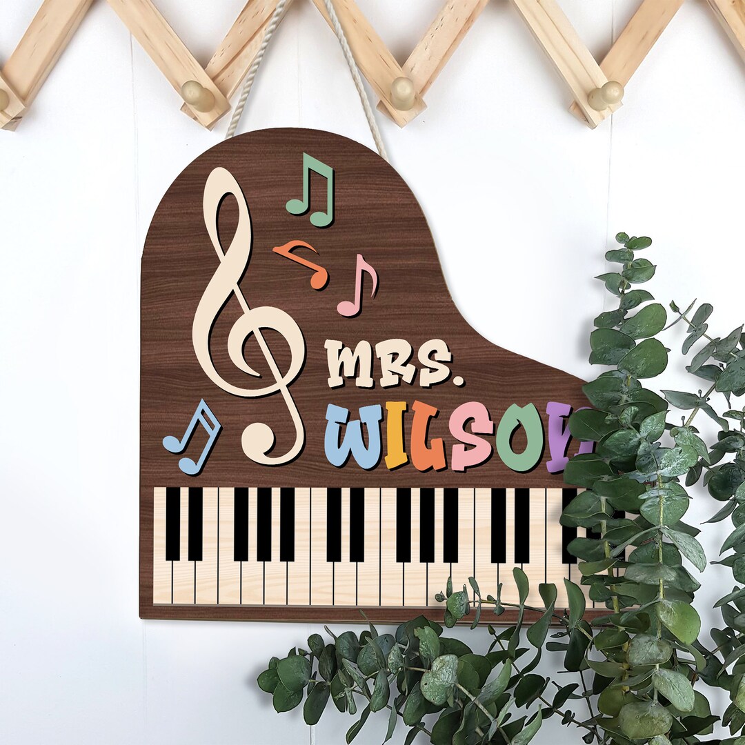 Personalized Music Teacher Door Sign, Door Sign Music, Music Name Sign ...