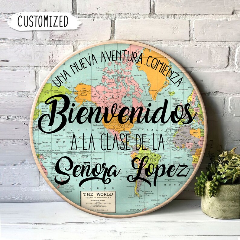 A New Adventure Begins Personalized Spanish Signs, Spanish Teacher Door ...
