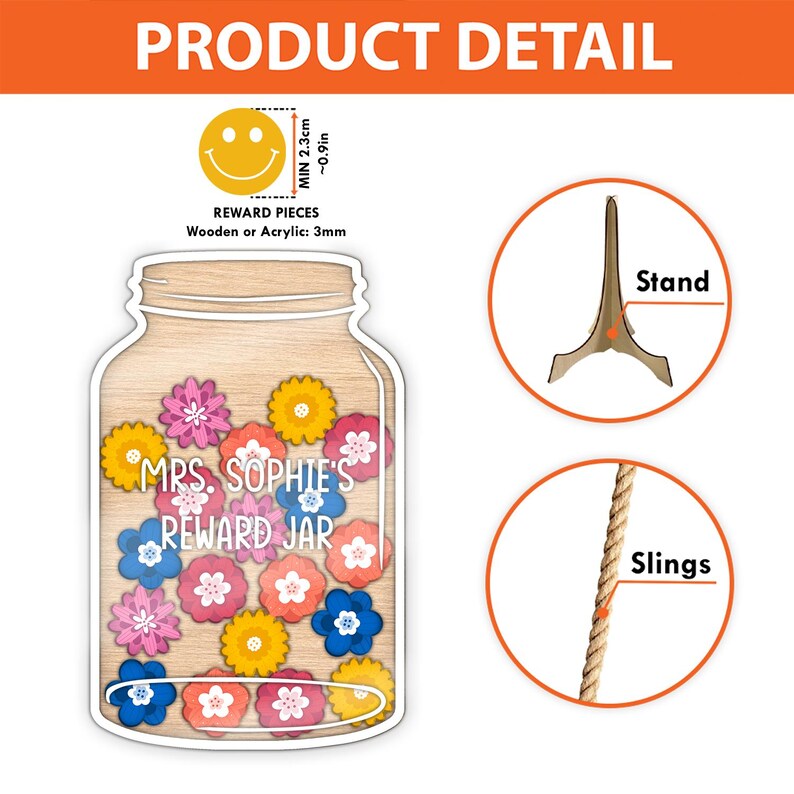 Personalized Classroom Reward Jar, Custom Magnetic Flower Token Reward ...