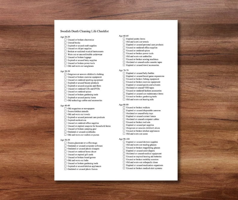 100+ Swedish Death Cleaning Checklist, Nordic Konmari Decluttering Life ...
