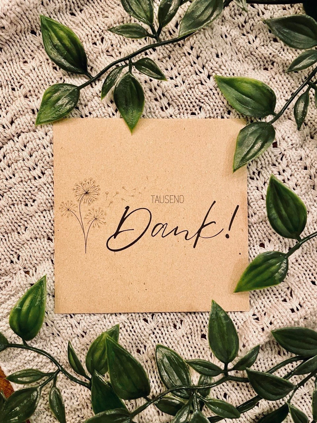 A Thousand Thanks - Square Thank You Card - Kraft - Etsy