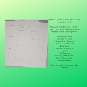 Med-surg Block Sheets Underline Font - Etsy