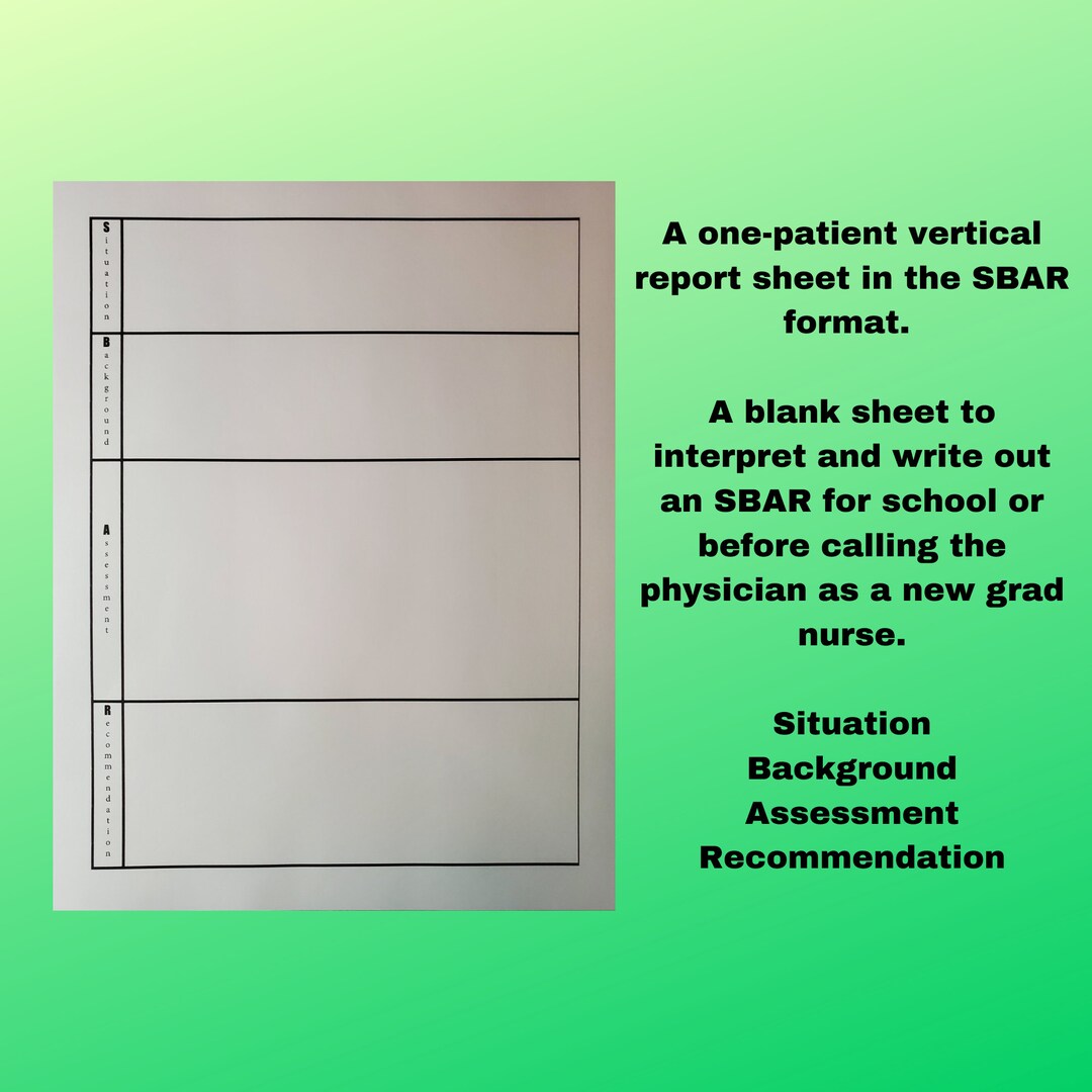 Blank SBAR Sheet - Etsy