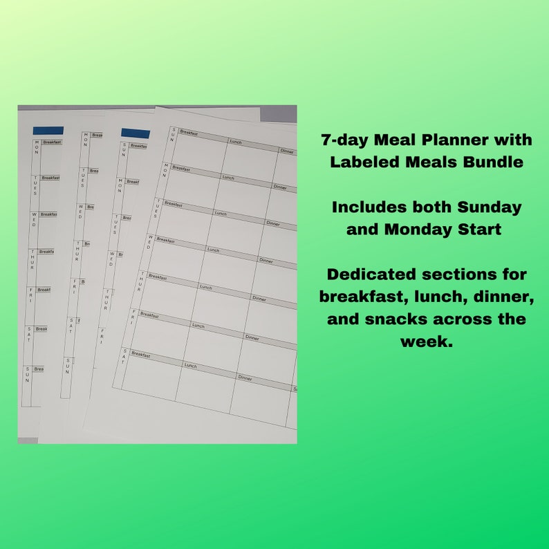 7-day Meal Planner Bundle - Etsy