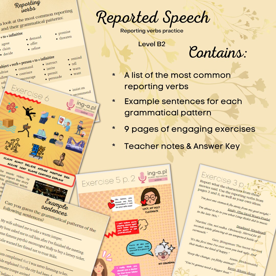 Reported Speech: Ready-to-use Classroom Materials for English Teachers ...