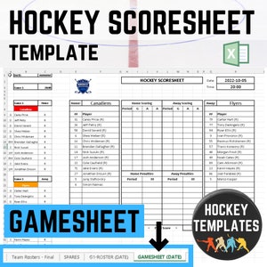 Hockey Score Sheet Template, Team Roster, Player Management, Spare List ...
