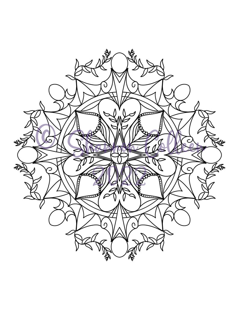 Printable Mandala Adult Coloring Page Thick Lines Etsy Hong Kong