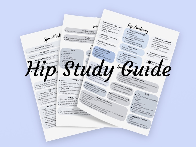 5 Page Physical Therapy Hip Study Guide for OCS Exam - Etsy