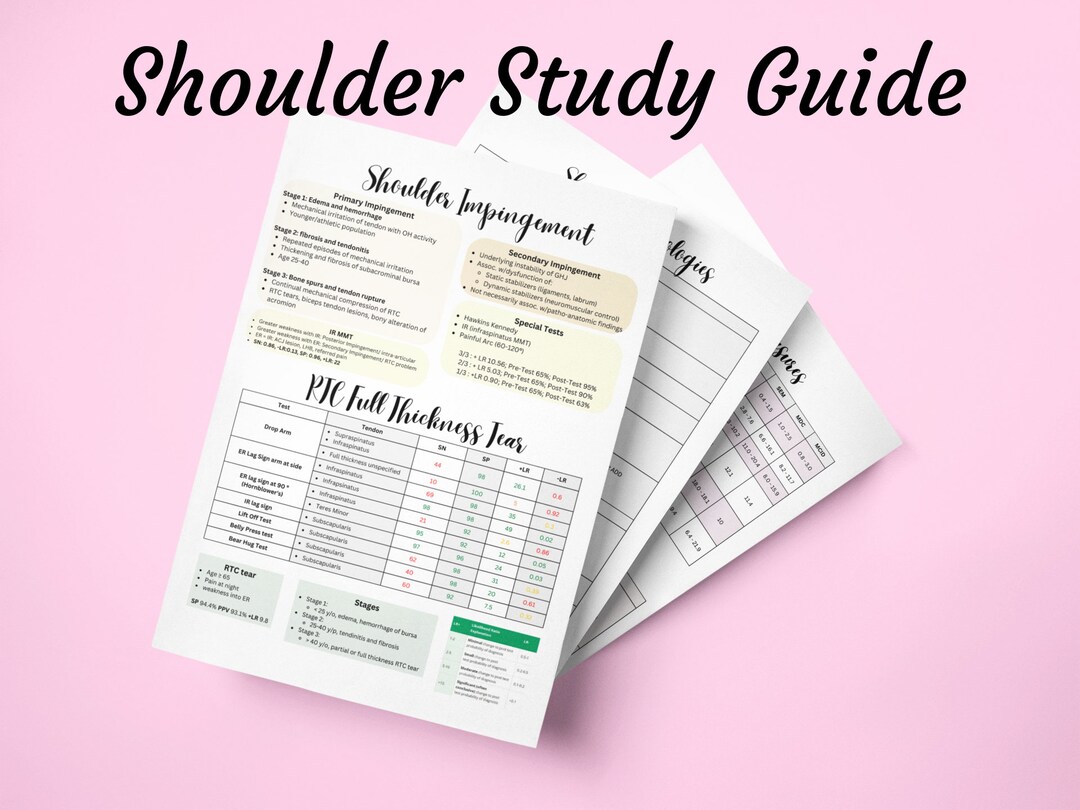 11 Page Shoulder Physical Therapy Study Guide for OCS/NPTE - Etsy