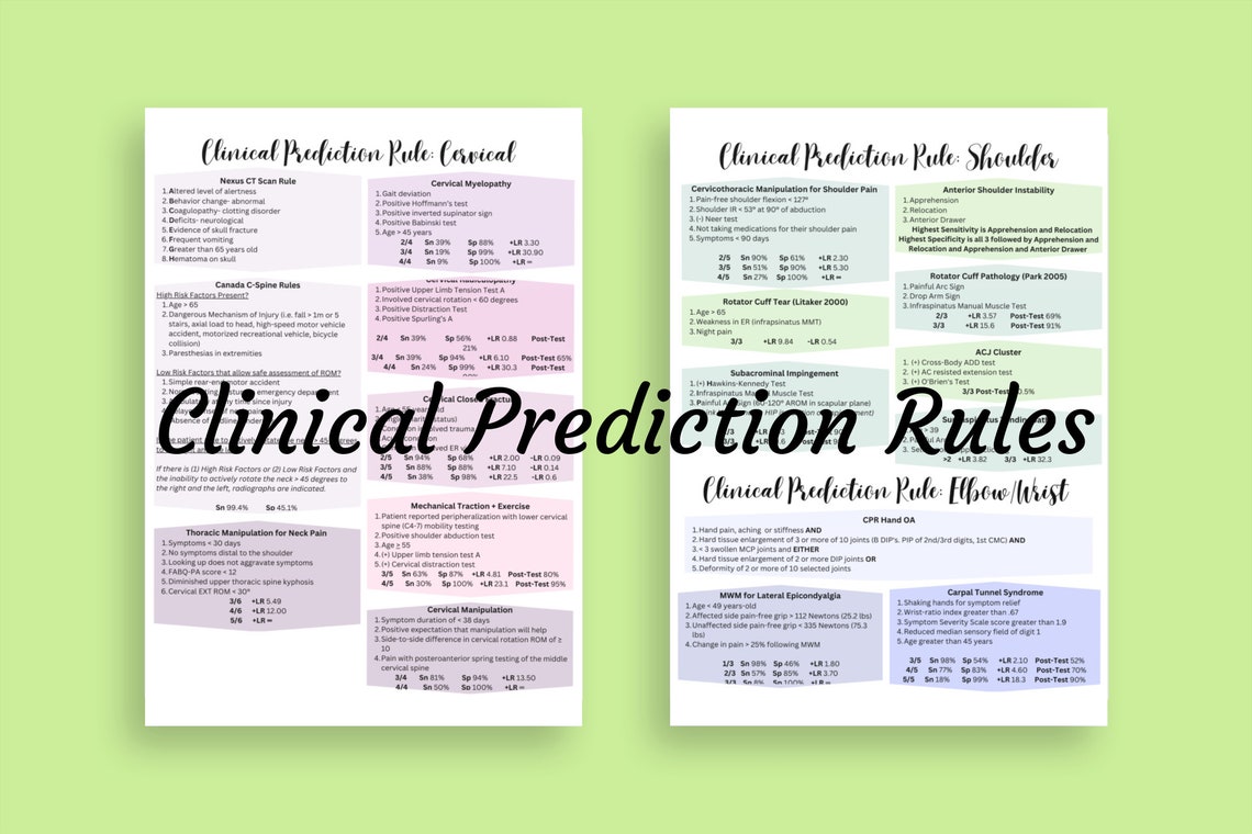 7 PAGE Clinical Prediction Rules (cpr's) for Orthopedic Physical ...