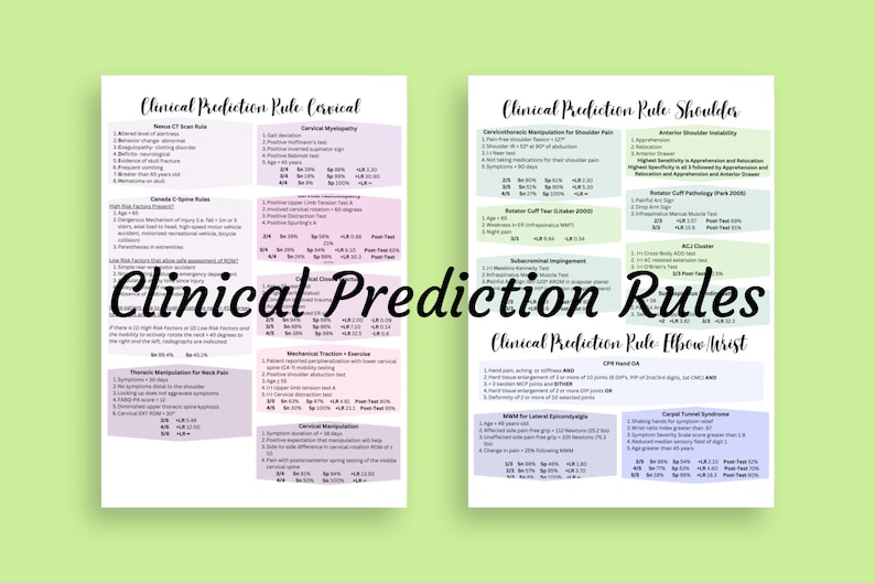 7 PAGE Clinical Prediction Rules (cpr's) for Orthopedic Physical ...