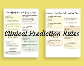 7 PAGE Clinical Prediction Rules (cpr's) for Orthopedic Physical ...