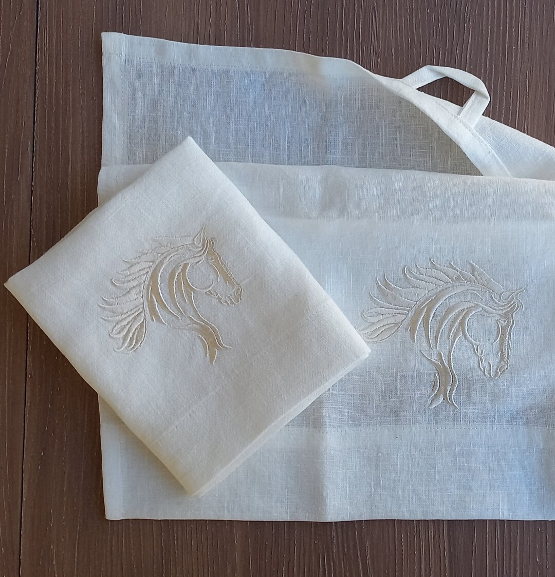 Animal Embroidered Linen Towel, Guest Towel, Linen Tea Towel, Horse ...