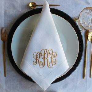 Three Letter Monogrammed Wedding Napkin, Custom Linen Napkin ...