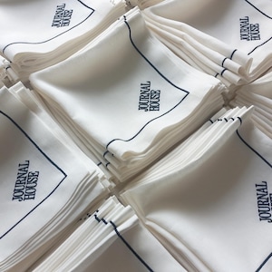 Company Logo Embroidered Luxury Linen Napkin, Custom Logo Embroidered ...