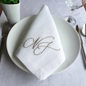 Custom Logo Embroidered Luxury Linen Napkin, Personal Logo Embroidered ...
